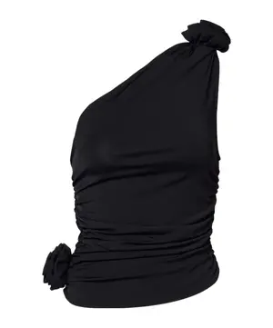 Magda Butrym Floral Appliqué One-shoulder Top - Black