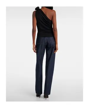 Magda Butrym One-shoulder Floral Appliqué Top - Black