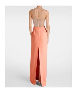David Koma Sequined Cady And Mesh Corset Gown - Nude