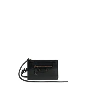 Balenciaga Le City Trifold Wallet On Strap - Black