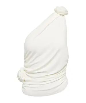 Magda Butrym Floral Appliqué One-shoulder Top - White