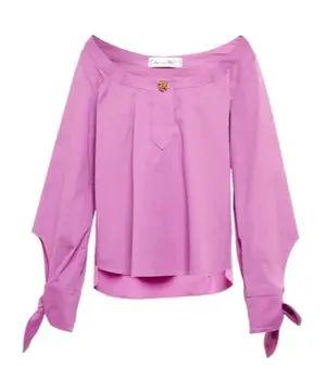 Oscar De La Renta Poplin Off-shoulder Blouse - Purple