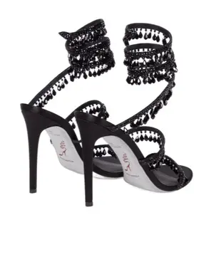 Rene Caovilla Chandelier Embellished Satin Sandals - Black