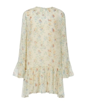 Ulla Johnson Emmeline Floral Ruffled Silk Minidress - Nude