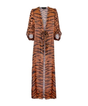 ADRIANA DEGREAS X Sabine Getty Printed Silk Kaftan - Brown