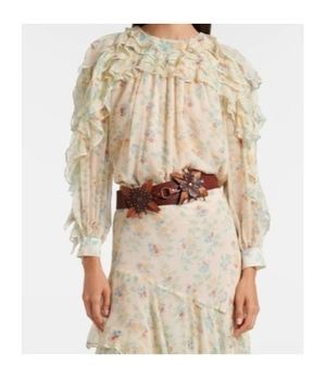 Ulla Johnson Willow Ruffled Floral Silk Blouse