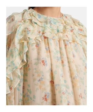 Ulla Johnson Willow Ruffled Floral Silk Blouse