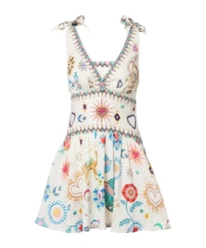 Camilla Embroidered Linen And Silk Minidress - White