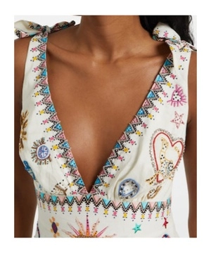 Camilla Embroidered Linen And Silk Minidress