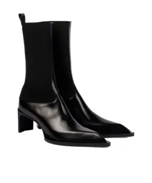 JIL SANDER Leather Ankle Boots - Black