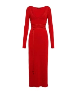 Altuzarra Damali Ribbed-knit Midi Dress With Ties