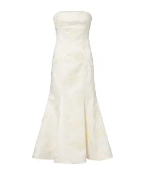 ROTATE BY BIRGER CHRISTENSEN Bridal Floral-appliqué Satin Midi Dress - White
