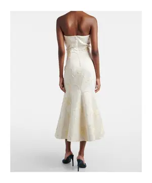 ROTATE BY BIRGER CHRISTENSEN Bridal Floral-appliqué Satin Midi Dress - White