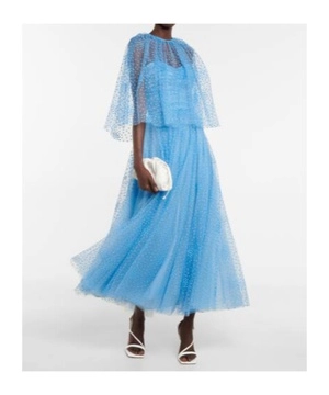 Monique Lhuillier Dotted Tulle Cape