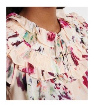 Ulla Johnson Eleonore Floral Ruffled Silk Crop Top