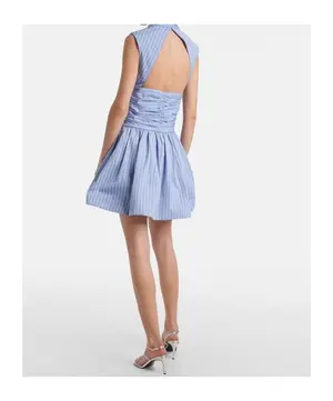 PATOU Striped Pleated Mini Dress