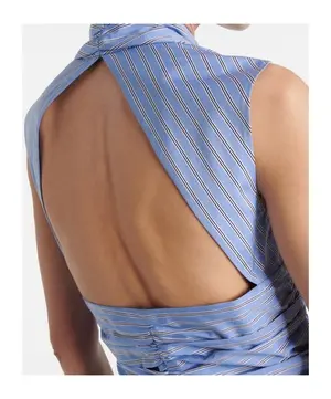 PATOU Striped Pleated Mini Dress