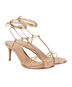 GIANVITO ROSSI 70 Metallic Leather Thong Sandals - Nude