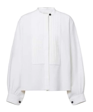 JIL SANDER Plissé Linen Blouse - White
