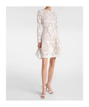 Oscar De La Renta Floral Lace Guipure Mini Dress