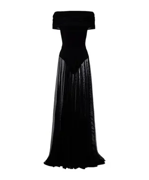 Norma Kamali Semi-sheer Mesh Maxi Dress - Black