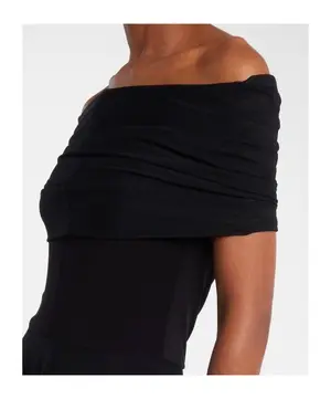 Norma Kamali Off-the-shoulder Sheer Mesh Maxi Dress - Black