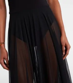 Norma Kamali Off-the-shoulder Sheer Mesh Maxi Dress - Black
