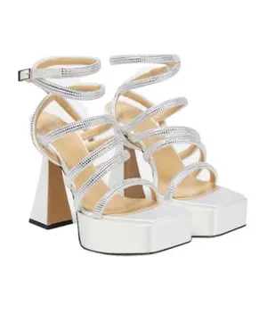 MACHMACH Sydney Embellished Satin Platform Sandals
