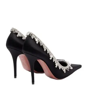 Amina Muaddi Embellished Satin Pumps