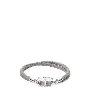 Dior Cd Icon Braided Leather Bracelet - Gray