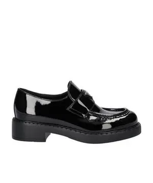 Prada Patent Leather Loafers With Enamelled Logo Detail