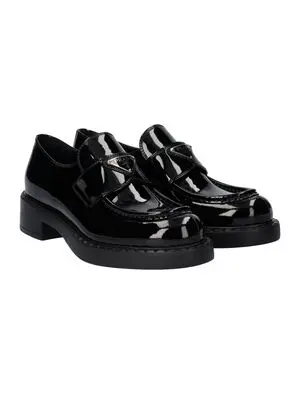 Prada Patent Leather Loafers With Enamelled Logo Detail