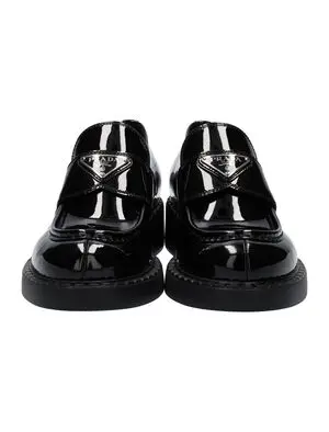 Prada Patent Leather Loafers With Enamelled Logo Detail