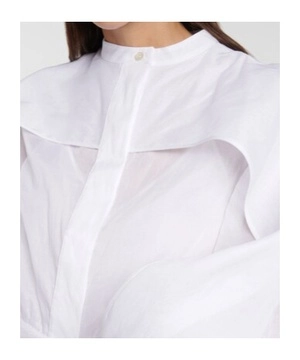JIL SANDER Cotton Shirt Dress With Cape Effect Paneling