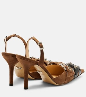 MACHMACH Buckle Belt 95 Suede Slingback Pumps