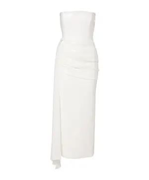 Alex Perry Bridal Sequined Strapless Bustier Gown - White