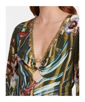 Camilla Floral Silk Cutout Maxi Dress