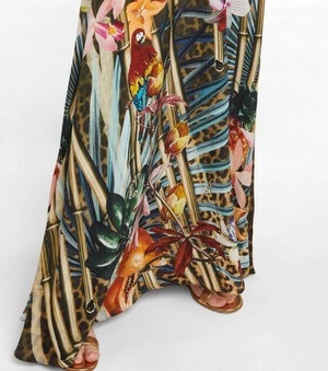Camilla Floral Silk Cutout Maxi Dress