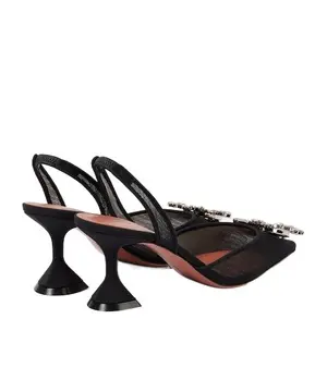 Amina Muaddi Embellished Mesh Slingback Pumps