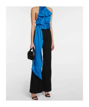 Alexandre Vauthier Silk Charmeuse Tie-neck Top