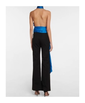 Alexandre Vauthier Silk Charmeuse Tie-neck Top