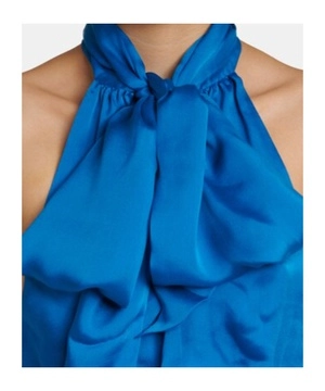 Alexandre Vauthier Silk Charmeuse Tie-neck Top