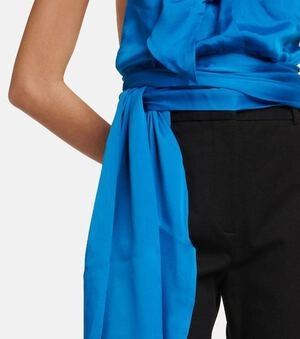 Alexandre Vauthier Silk Charmeuse Tie-neck Top