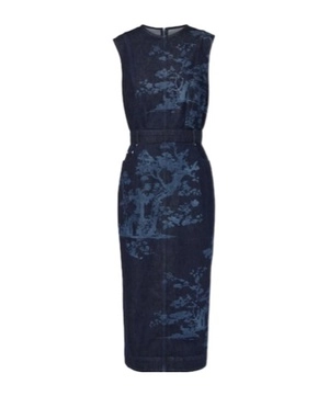 Erdem Embroidered Cotton Denim Pencil Dress