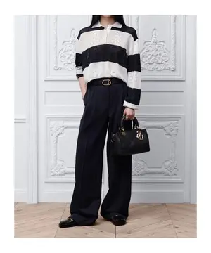 Dior Belted Flared Pants - Black