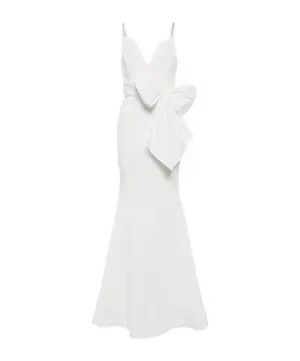 Rebecca Vallance Bridal Genevieve Bow-trimmed Crepe Gown - White