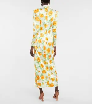 Alessandra Rich Floral Silk Midi Dress