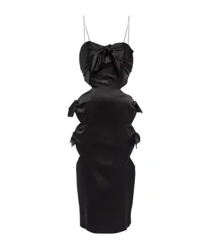 Alessandra Rich Cut-out Silk-blend Midi Dress - Black