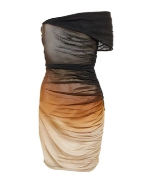 MUGLER Ombré Off-shoulder Mesh Minidress - Brown