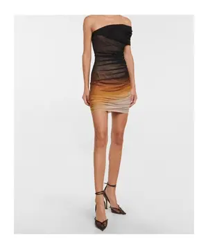 MUGLER Ombré Off-shoulder Mesh Minidress